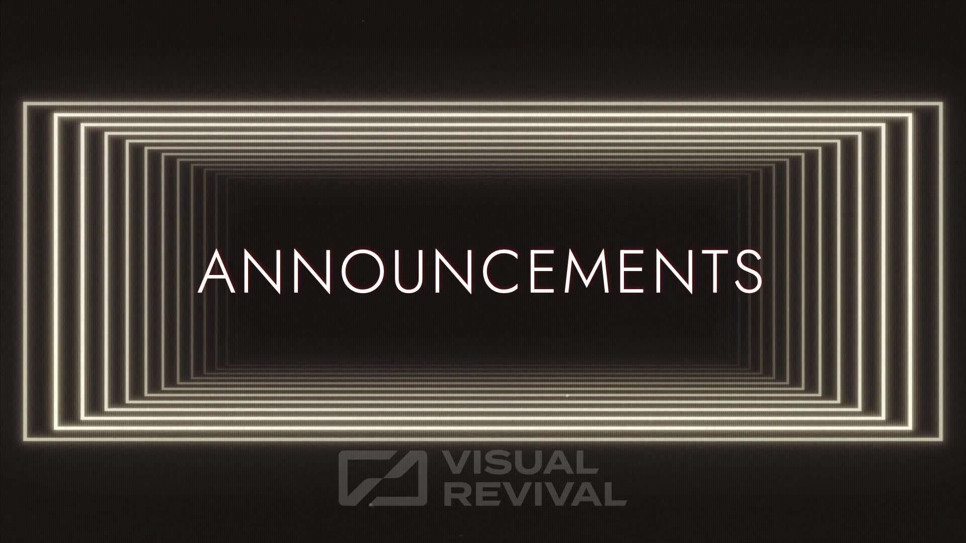 Retrograde Title Slide - Announcements | Visual Revival