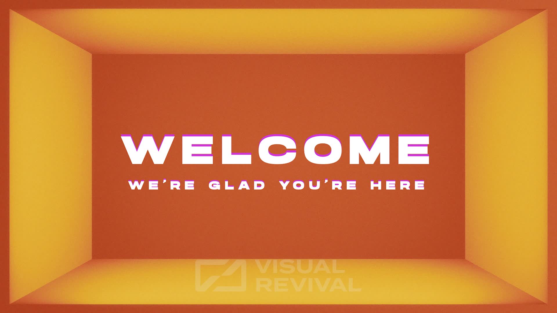 Color Cube 3D Title Slide - Welcome We're Glad You're Here | Visual Revival