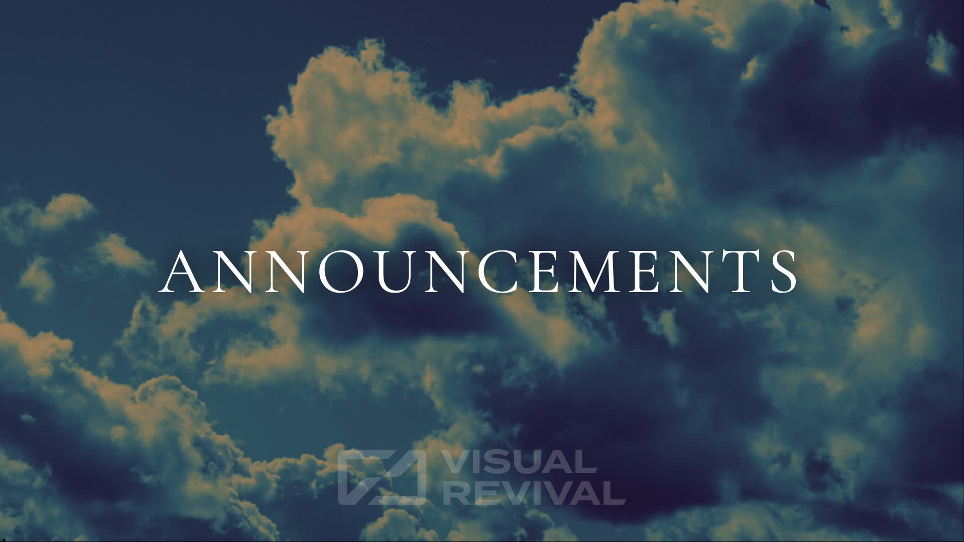 Vivid Skies Title Slide - Announcements | Visual Revival