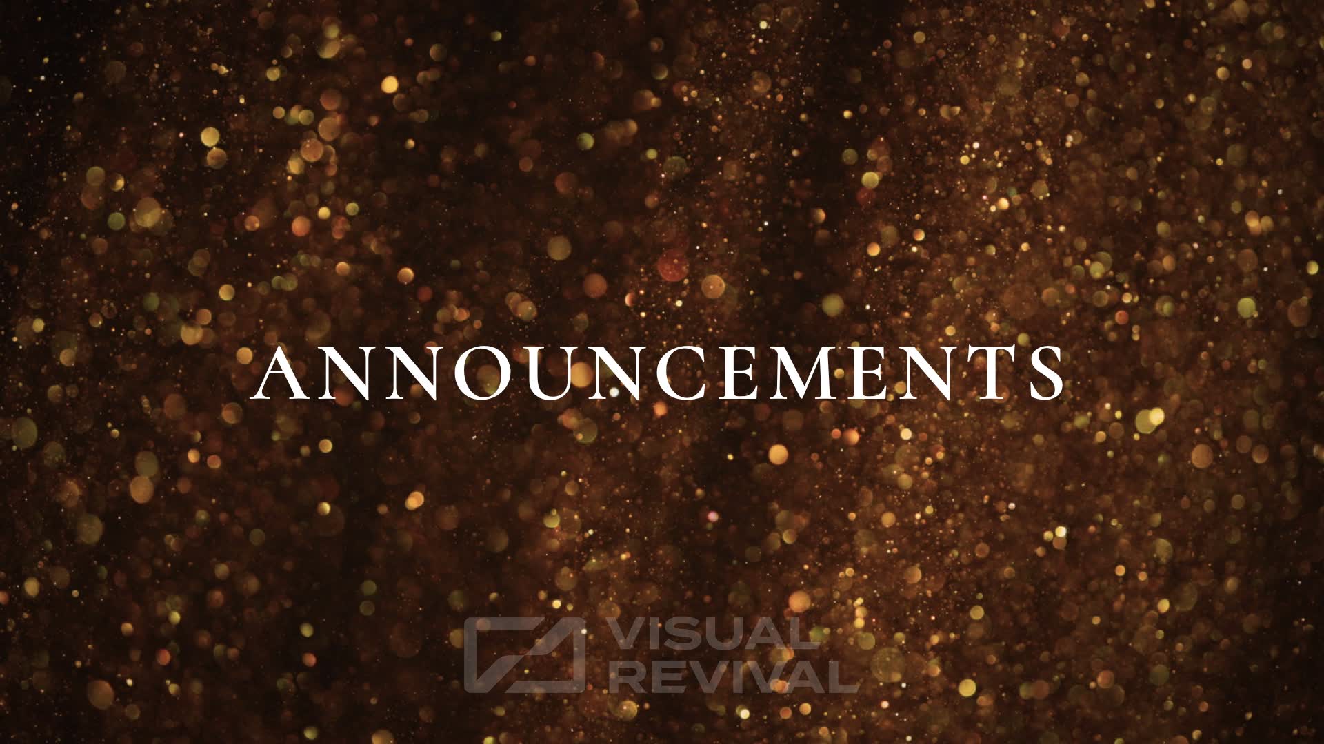Stardust Gold Title Slide - Announcements | Visual Revival