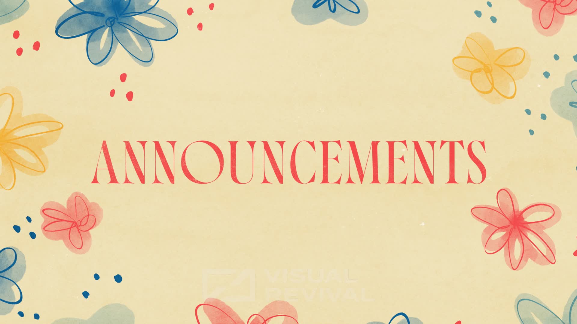 Watercolor Flowers Title Slide - Announcements | Visual Revival