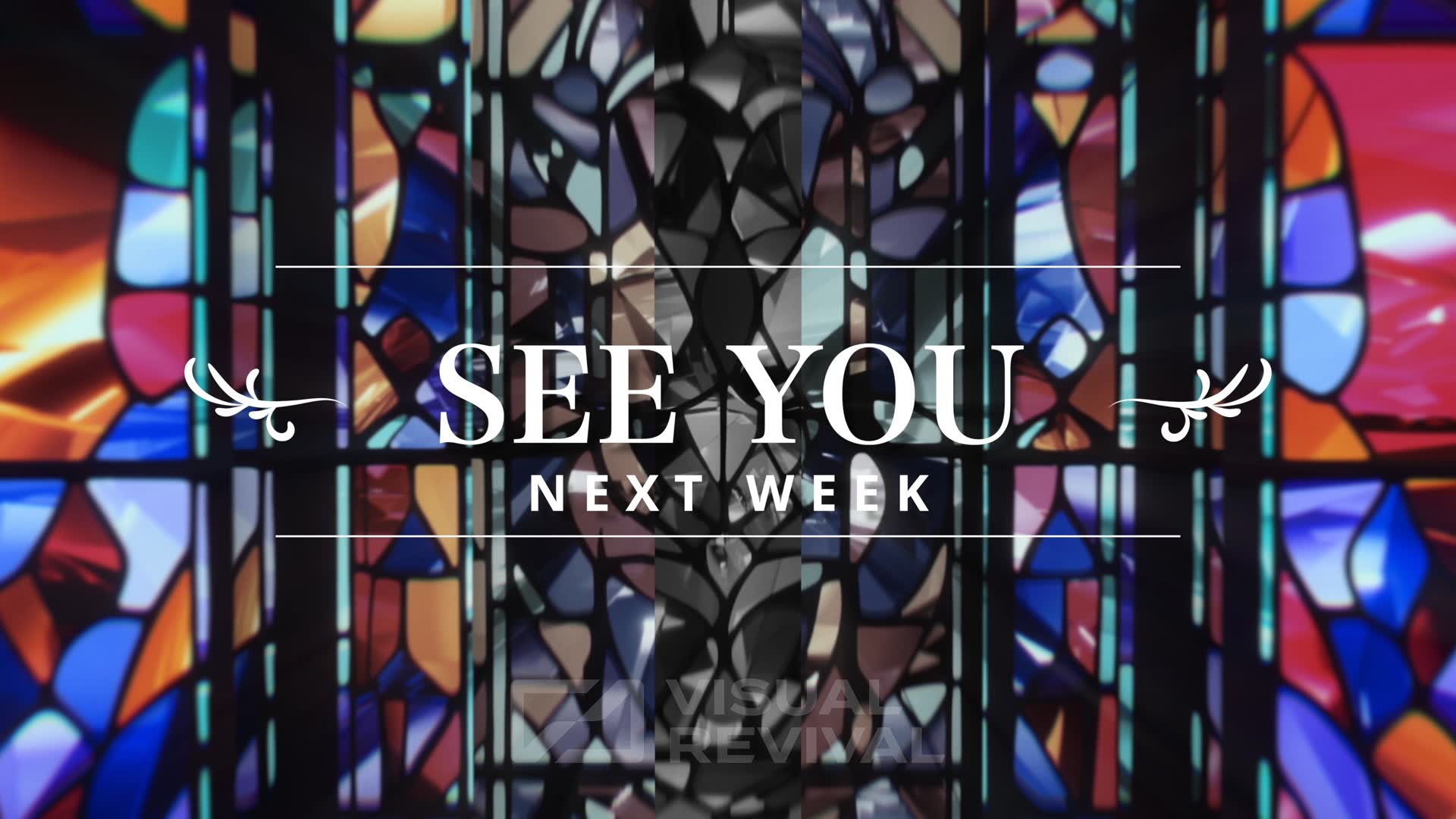 Stained Glass Figures Title Slide - See You Next Week | Visual Revival