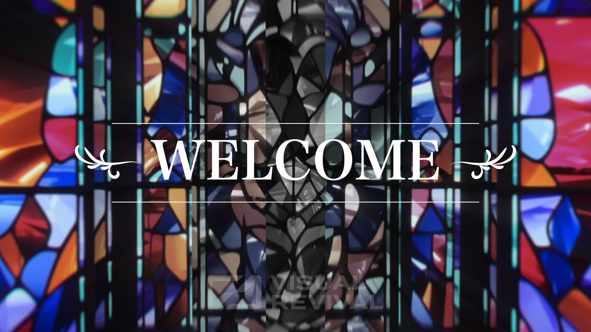 Stained Glass Figures Title Slide - Welcome | Visual Revival