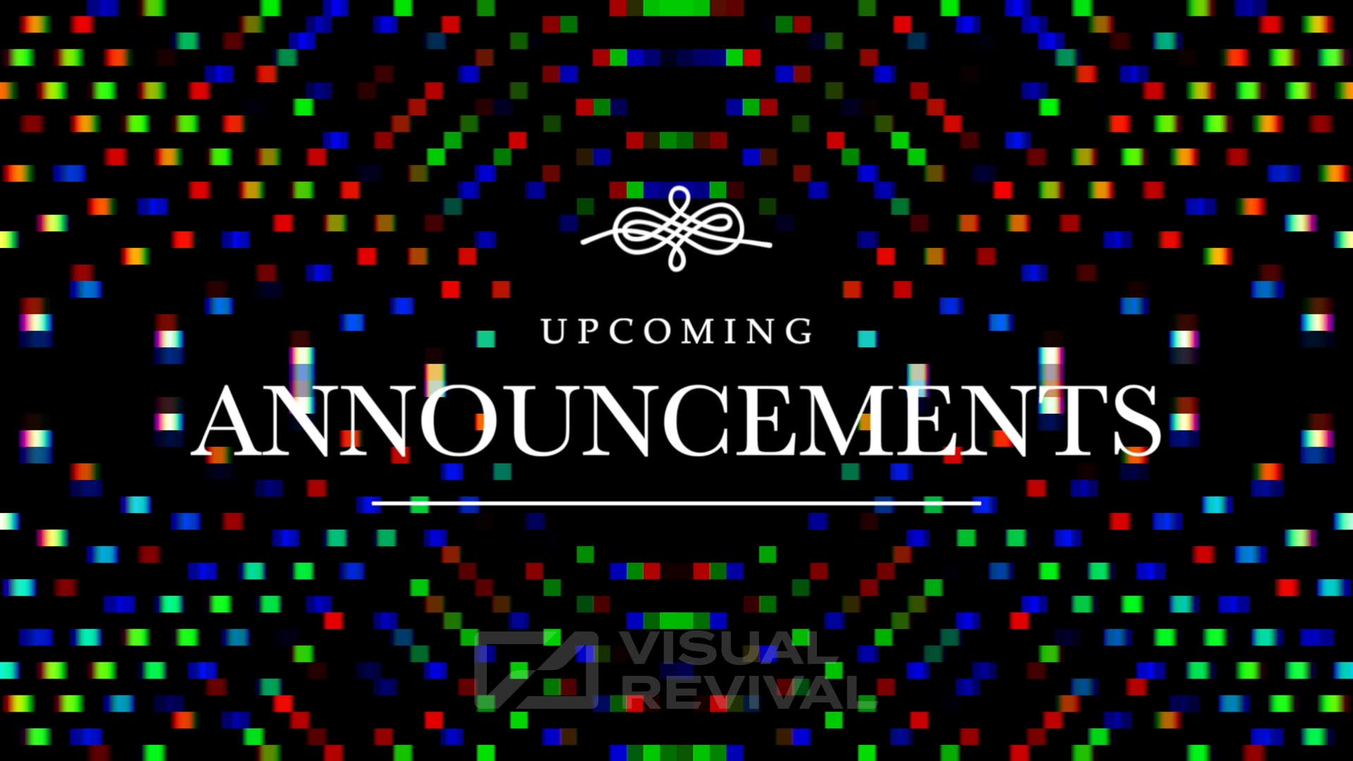 Pixelated Title Slide - Announcements | Visual Revival