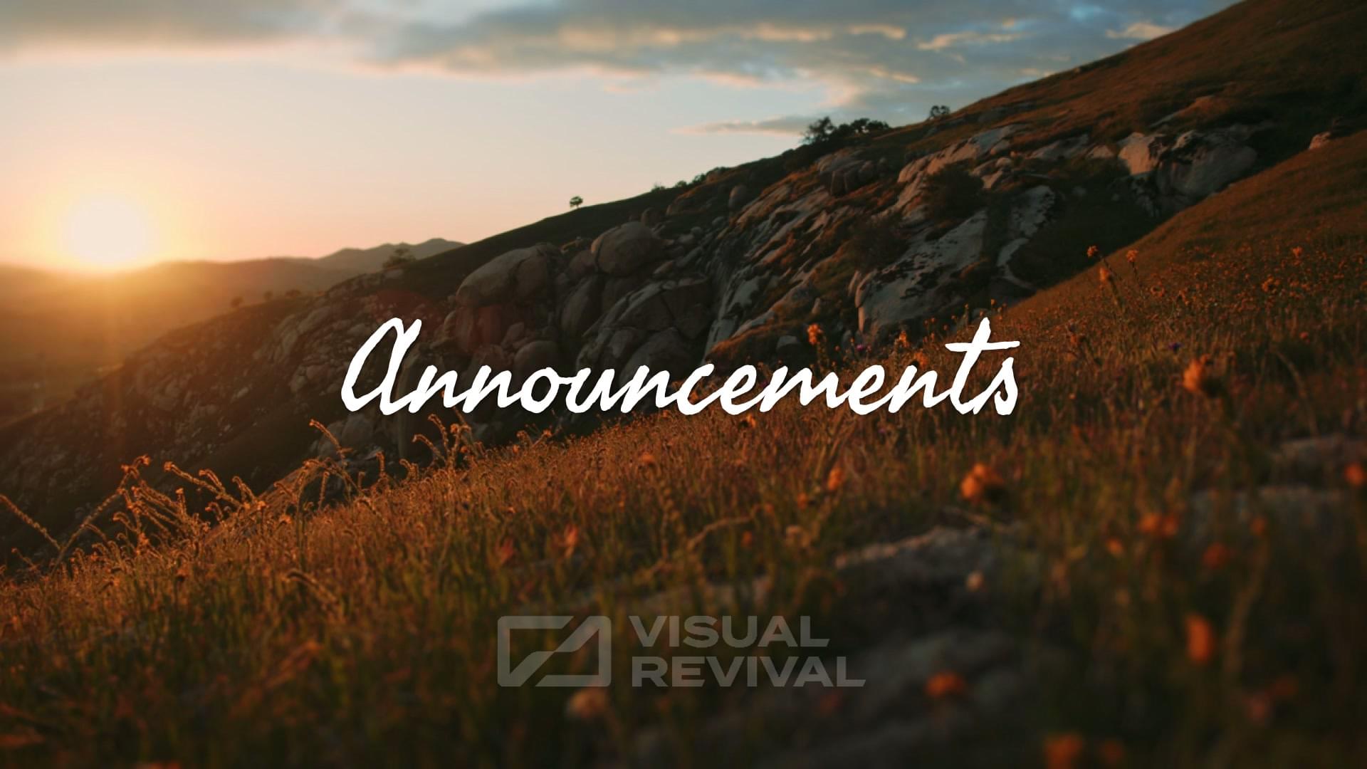 Redemption Hills Title Slide - Announcements | Visual Revival